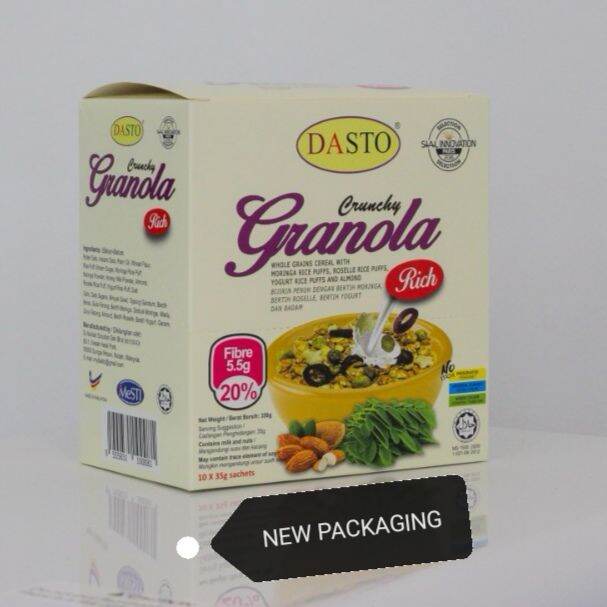 Dasto Granola Crunchy Rich, cereal, bijirin sihat | Lazada