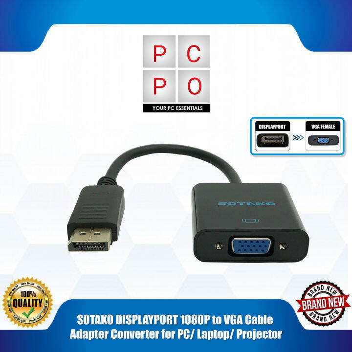 SOTAKO DISPLAYPORT 1080P to VGA Cable Adapter Converter for PC/ Laptop ...