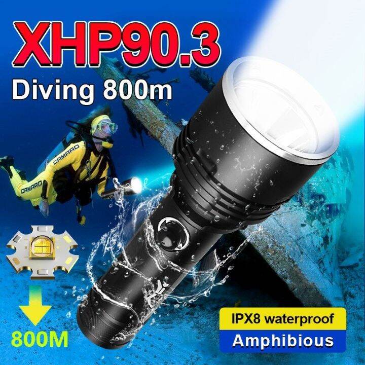 Super XHP90.3 Most Powerful Diving Flashlight IPX8 Waterproof Scuba ...