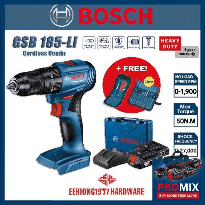 BOSCH GSB 185-LI 18V Professional Cordless Impart Drill Hammer Drill GSB185 GSB 185 06019K31L3 ...