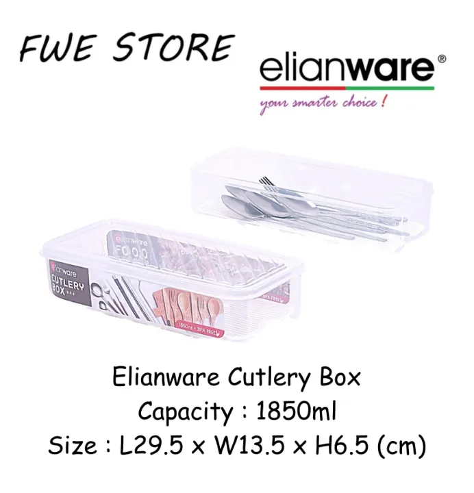 Elianware E-1490 BPA Free Dust Free Cutlery Box with Cover | Lazada