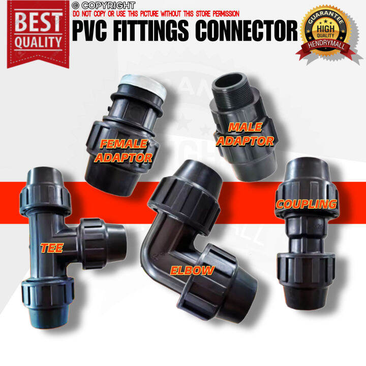 PE Compression Fittings Connector for PE and PVC Pipes ( Elbow / Tee / Coupling / Adapter Plug ...