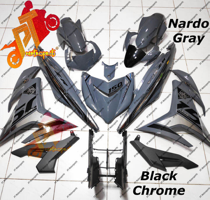 Yamaha Y15 V1 V2 Cover Set Nardo Grey Metallic Gray Chrome Sticker Black NO 22 | Lazada