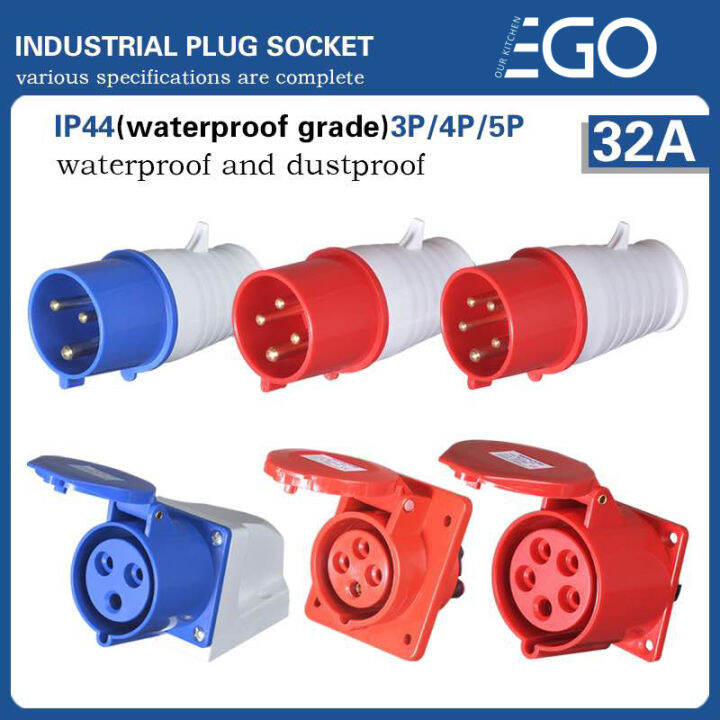 32A 3pin 4pin 5pin Industrial Plug Inudstrial Connector Coupler Panel ...