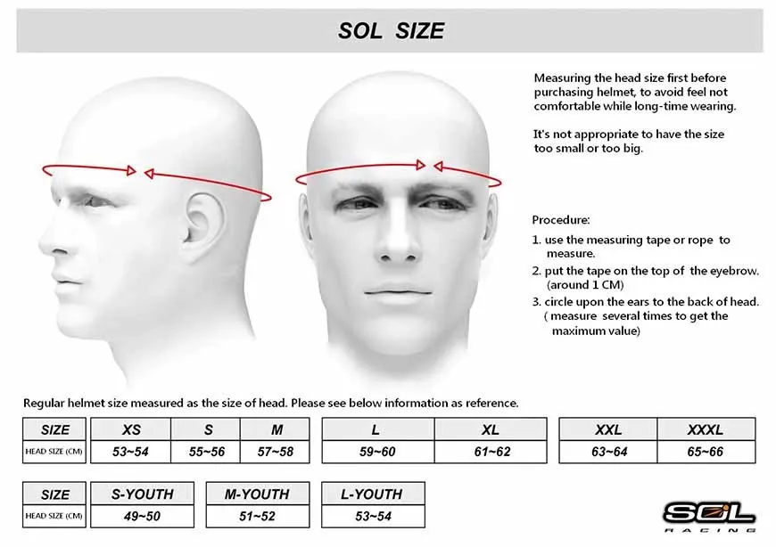 Motorcycle Helmet Size Chart, Measurements Fit Guide | atelier-yuwa.ciao.jp