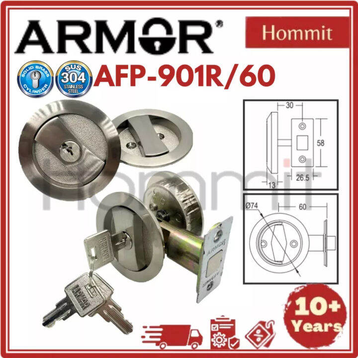 Armor AFP-901R Zinc Die-Cast Sliding Door Lock Set Key Lock/ Kunci Lock ...