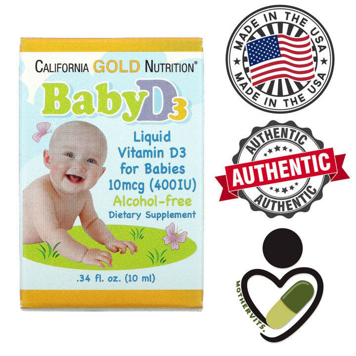 California Gold Nutrition, Baby Vitamin D3 Liquid, 10 mcg (400 IU), 0. ...