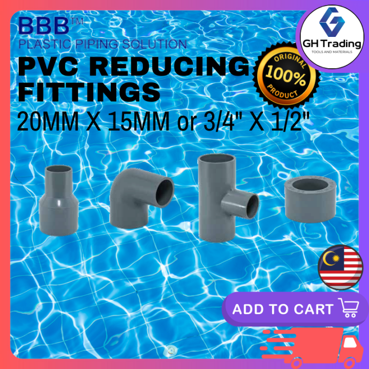 PVC Fitting 20mm x 15mm 3/4" x 1/2" Reducing Socket Reducing Tee ...