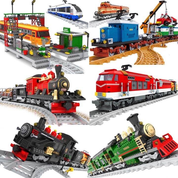 Ausini City Train Model Building Blocks Wagon Cargo Carriage Passenger ...