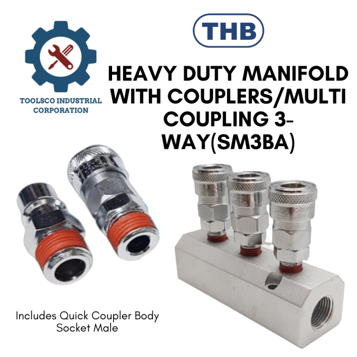 THB HEAVY DUTY MANIFOLD WITH COUPLERS/MULTI COUPLING 3-WAY(SM3BA ...
