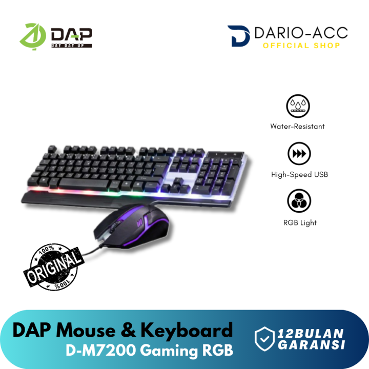 DAP Gaming Keyboard and Mouse RGB D-M7200 Wired Gaming Keyboard and ...