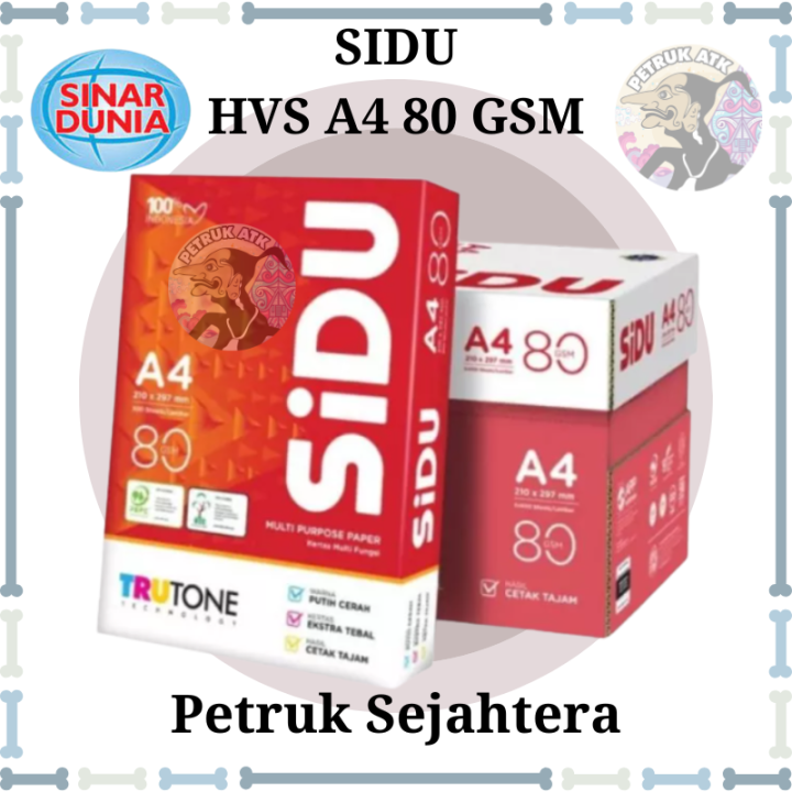 [RIM] KERTAS HVS SIDU A4 80 GSM / KERTAS FOTOKOPI* | Lazada Indonesia