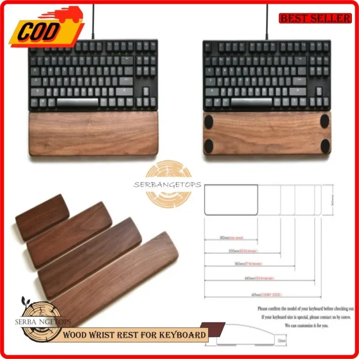 Wood wrist rest for keyboard sandaran tangan keyboard kayu - 180mm ...