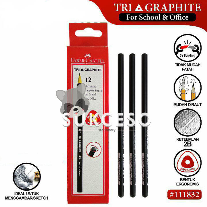 Faber Castell Pencil Tri Graphite 2B Black Pensil Segitiga Berkualitas ...
