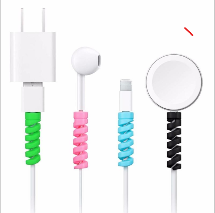 4pieces Spiral Cable protector Data Line Silicone Bobbin winder ...