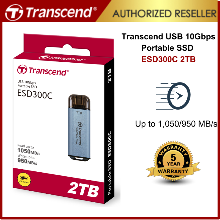Transcend ESD300C 2T/1T/512GB | USB Type-C 10 Gbps Portable SSD | PCs ...