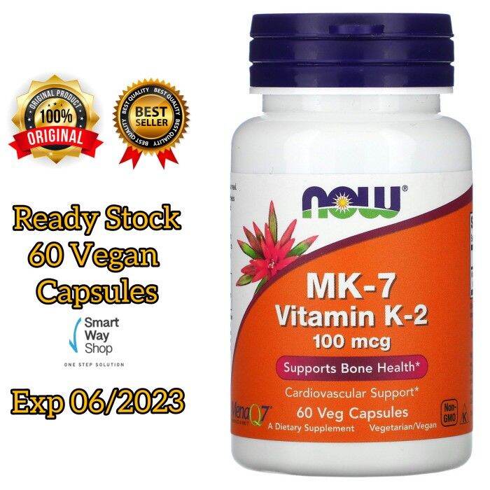 Vitamin K2 MK7 100mcg NOW FOODS MK7 K2 isi 60 Vegan Capsules ORI - MK7 ...