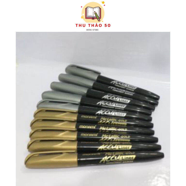 Bút lông dầu nhũ bạc, nhũ vàng Monami Acculiner | Lazada.vn