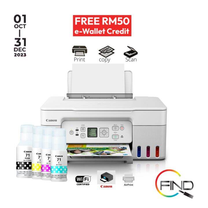 Canon PIXMA G3770 AIO A4 Printer (White) Print/Scan/Copy Wireless ...