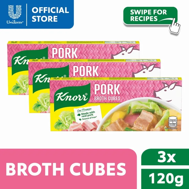 Knorr Pork Broth Cubes Savers Made with Real Pork 120g x3 | Lazada PH