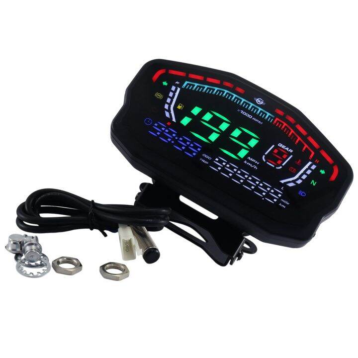 Universal Full LED Motorcycle Speedometer Digital Odometer Tachometer ...