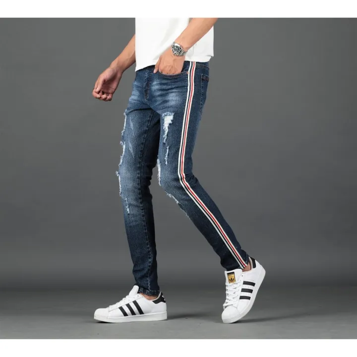 Jayson Dhk Mens Blue Color Side Stripes Jeans x7579x | Lazada PH