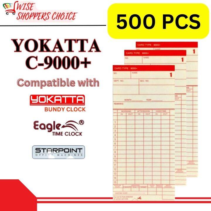 500 pcs. Bundy Clock DTR Yokatta C9000+ Standard Time Card Time Card ...