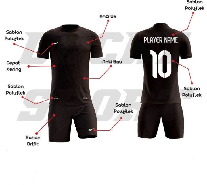 Stelan Olahraga Futsal Sablon Nama dan Nomor Punggung Full Name Set ...