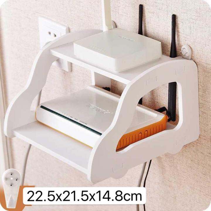 Storage rack display holder double floating wall mount shelf wood desk ...