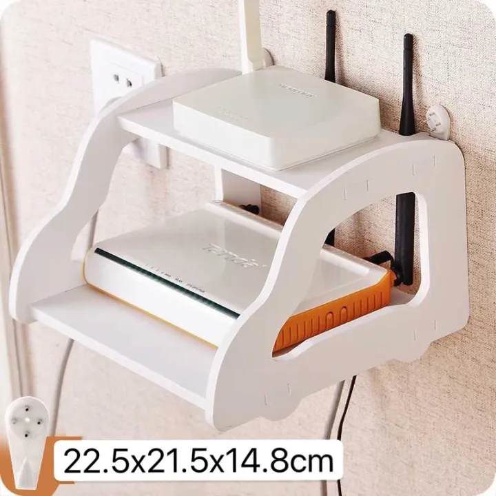Storage rack display holder double floating wall mount shelf wood desk ...
