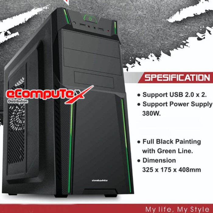 CASING PC KOMPUTER SIMBADA SIM V 3145 / SIM V3145 PLUS PSU 380W RESMI ...