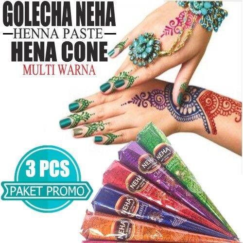( PAKET 3 PCS ) Henna Neha / Pacar Kuku Arab Temporary Hand Painting ...