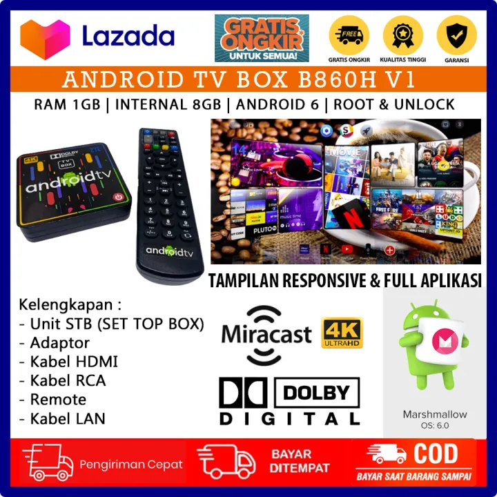 Android TV Box B860H V1 / RAM 1GB / INTERNAL 8GB / ANDROID 6 / Smart TV 4K Ultra HD / ROOT ...