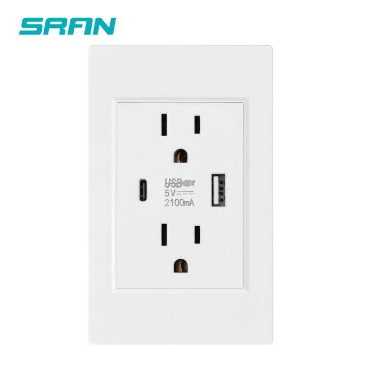 SRAN US Standard Usb C wall outlet,220V Socket With TYPE-C 20W fast ...