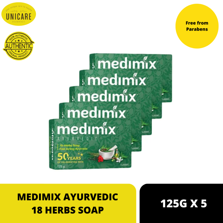 MEDIMIX AYURVEDIC 18 HERBS SOAP 125G X 5 | Lazada