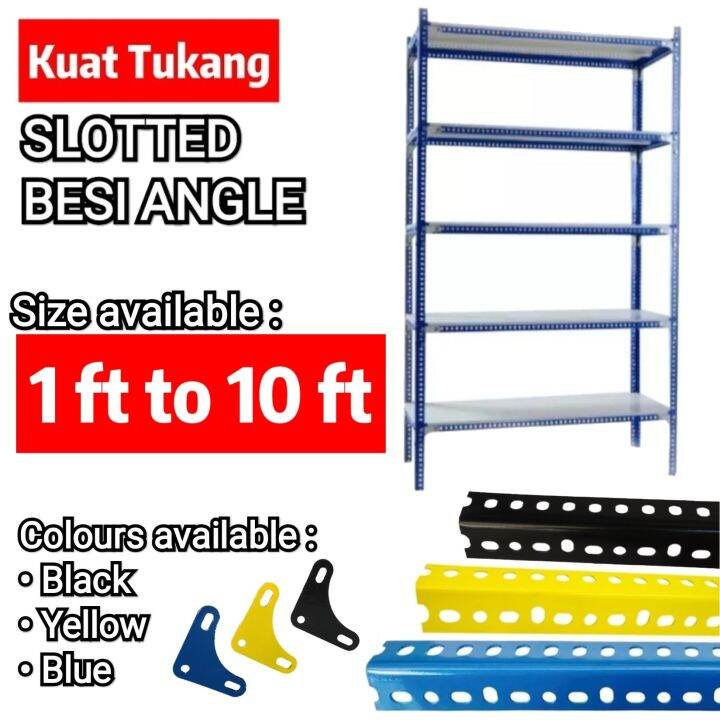 Besi Angle Rak / Slotted Angle Bar / Rack / Shelf / DIY (All Size) | Lazada