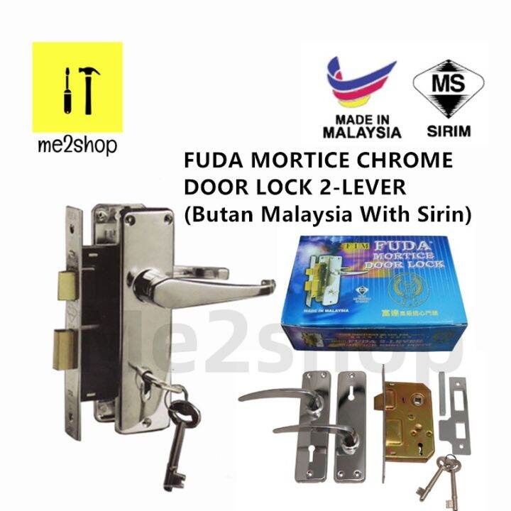 FUDA MORTICE CHROME DOOR LOCK 2-LEVER / KUNCI PINTU | Lazada