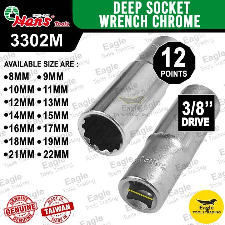 Hans Deep Socket Wrench 3/8" Drive 12 Points | METRIC | 3302M | CHOOSE ...