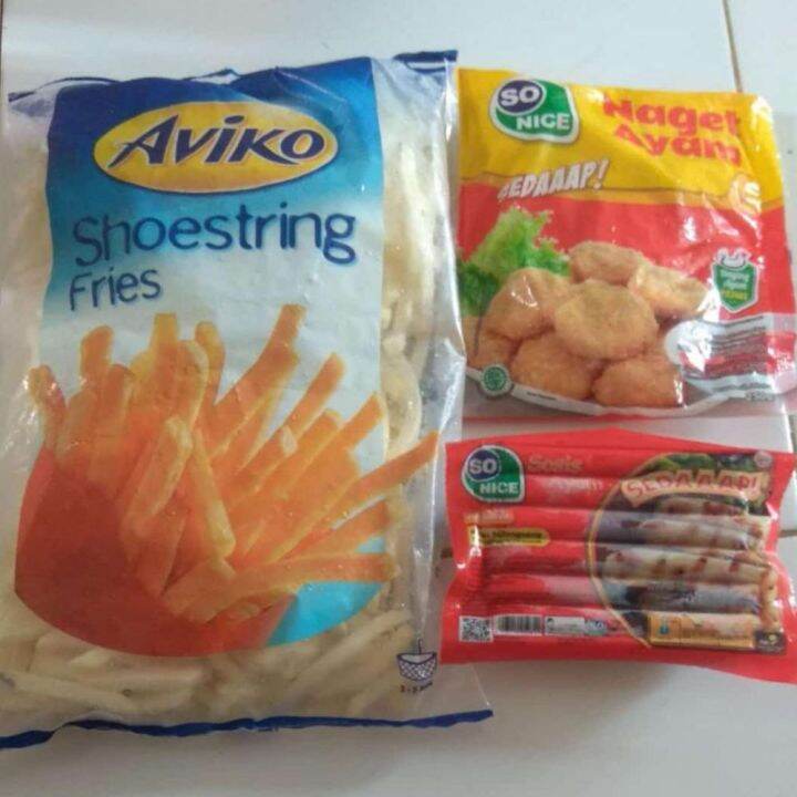 Paket 3 "AVIKO Shoestring Fries 1kg + SoNice Nuget 250g + SoNice Sosis ...