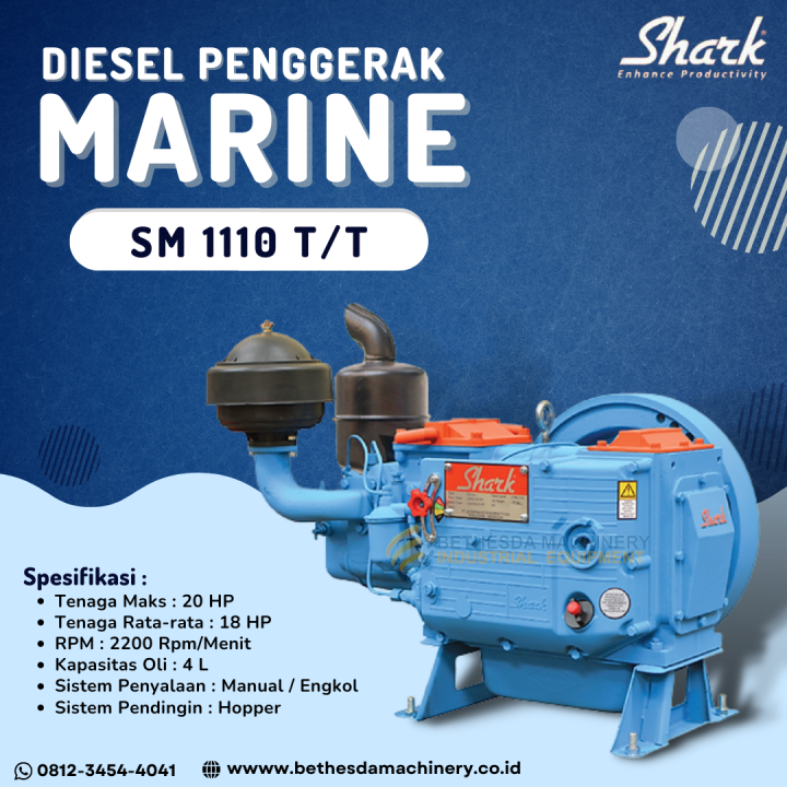 Mesin Diesel Marine 20 HP / 24 HP - Penggerak Hopper 30 Hp Tanpa Tangki Shark 33 Pk | Lazada ...