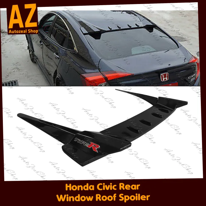 Honda Civic 2016-2022 Rear Window Roof Spoiler (Glossy Black) with Type ...