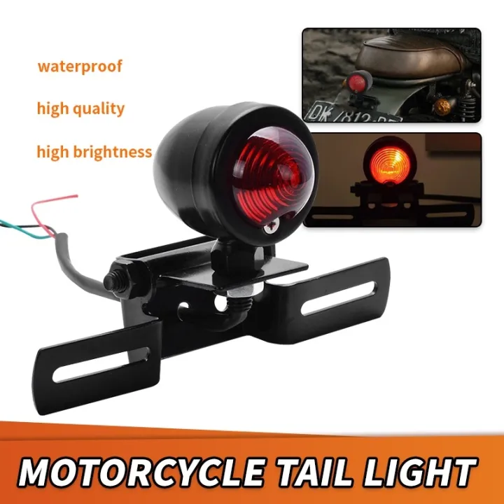 EMOTOR Motorcycle Tail Light Retro PC Lens Brake Lamp Stop Light ...
