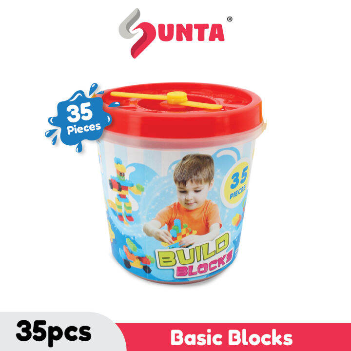 SUNTA 35pcs Basic Building Blocks with Pail Container & Stickers | Lazada