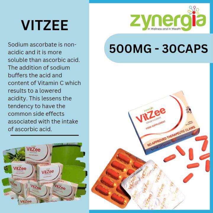 Zynergia Vitzee Sodium Ascorbate 500mg - 30 capsules per box | Lazada PH