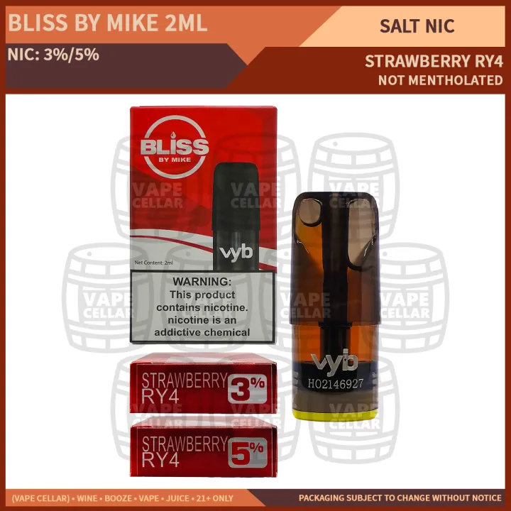 Bliss By Mike VYB Prefilled Pod Strawberry RY4 (3%, 5%) | Lazada PH
