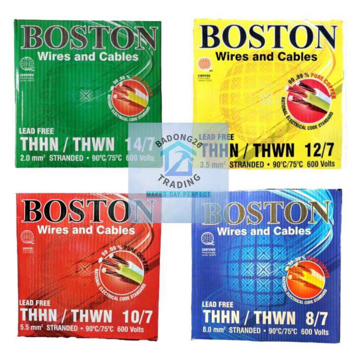 BOSTON WIRE THHN STRANDED SIZE:(2.0mm/#14), (3.5mm/#12),(5.5mm/#10,)(8 ...