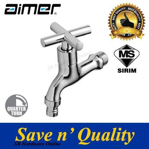 AIMER AMFC-2351 CHROME BRASS WALL BIB TAP WITH HOSE CONNECT | Lazada