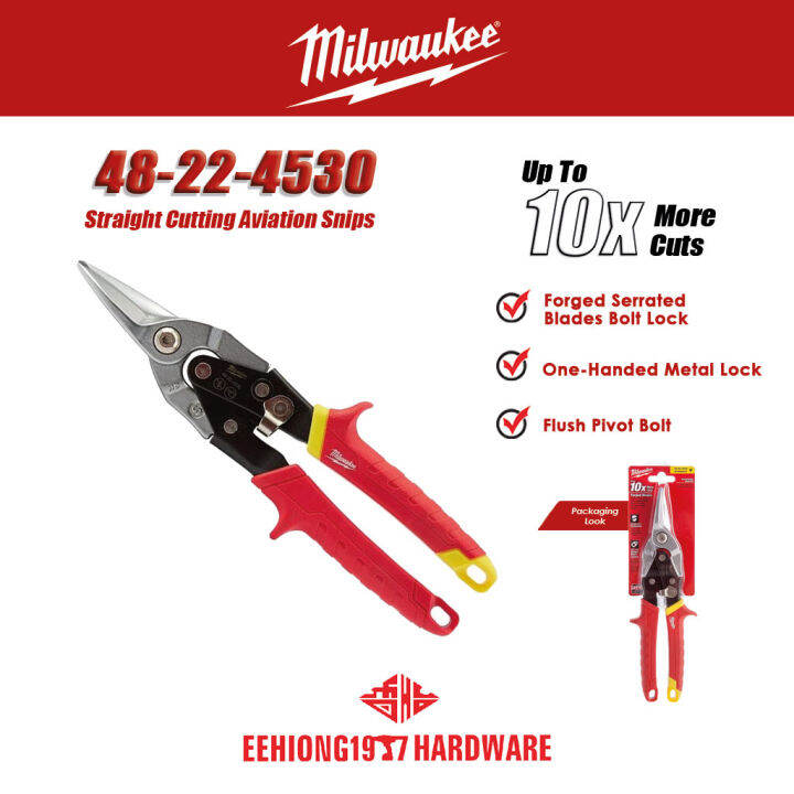 MILWAUKEE 48-22-4530 Straight Cutting Aviation Snips Forged Blades Rust ...