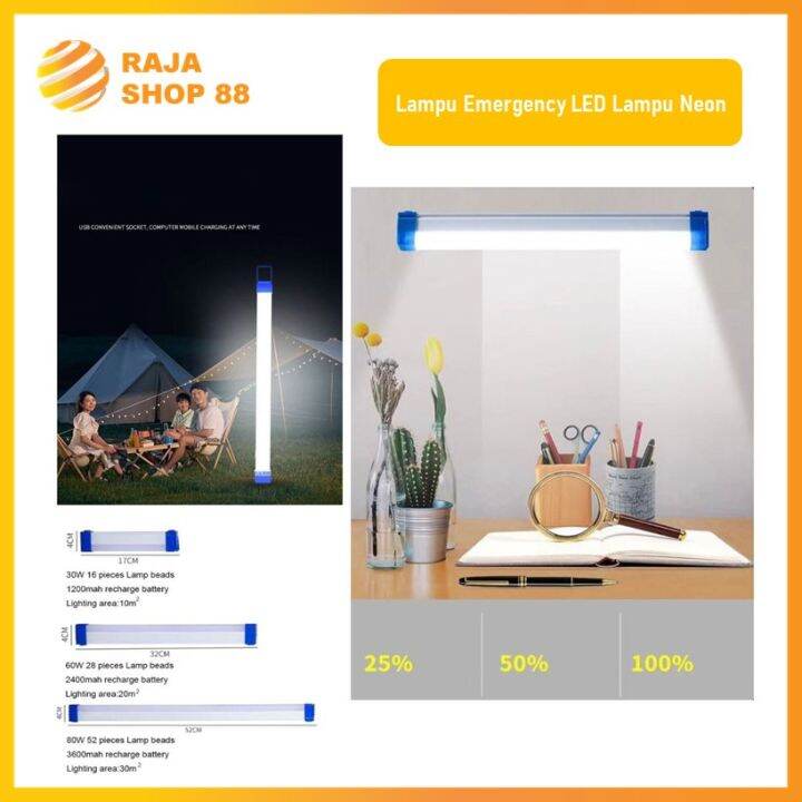 Lampu Emergency LED Lampu Neon LED Panjang Super Terang Lampu Belajar ...