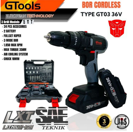 Mesin Bor Coordles 36V Gtools Eropa GT03 Bor Kayu Besi Tembok 36V 10MM | Lazada Indonesia